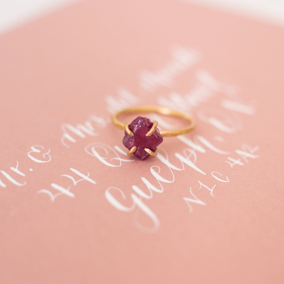 Raw ruby gemstone ring – telostia